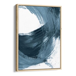 Navy Blue Modern Minimalist Abstract Brush Stroke Art Print - Paper or ...