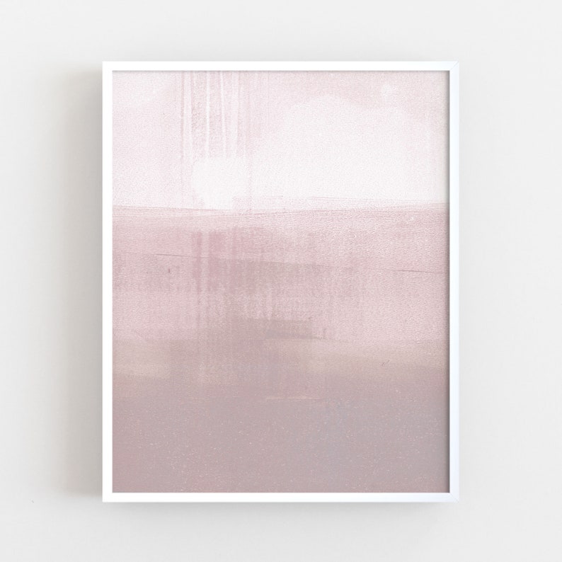 Blush Pink Minimalist Abstract Landscape Painting Print Paper | Etsy