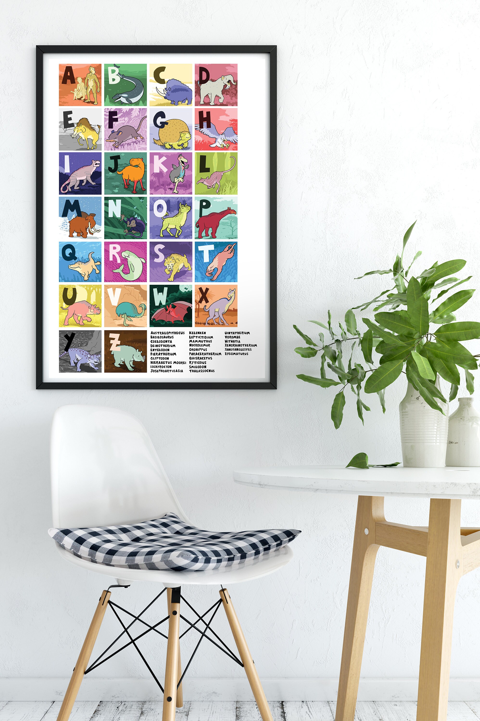 Prehistoric Alphabet Poster Ice Age With Mammoth, Sabre Tooth Tiger ...