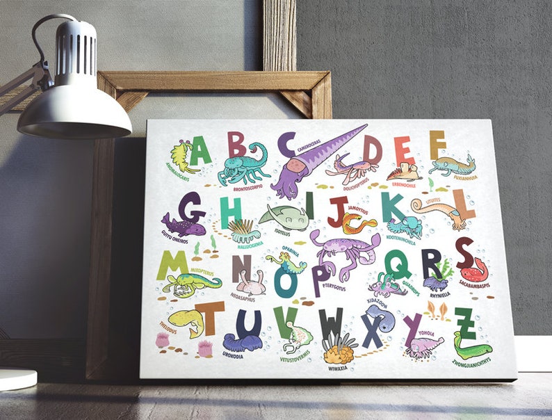 ABC, PREHISTORIC Alphabet. A3 Colourful Art Print. Nursery Wall Art ...