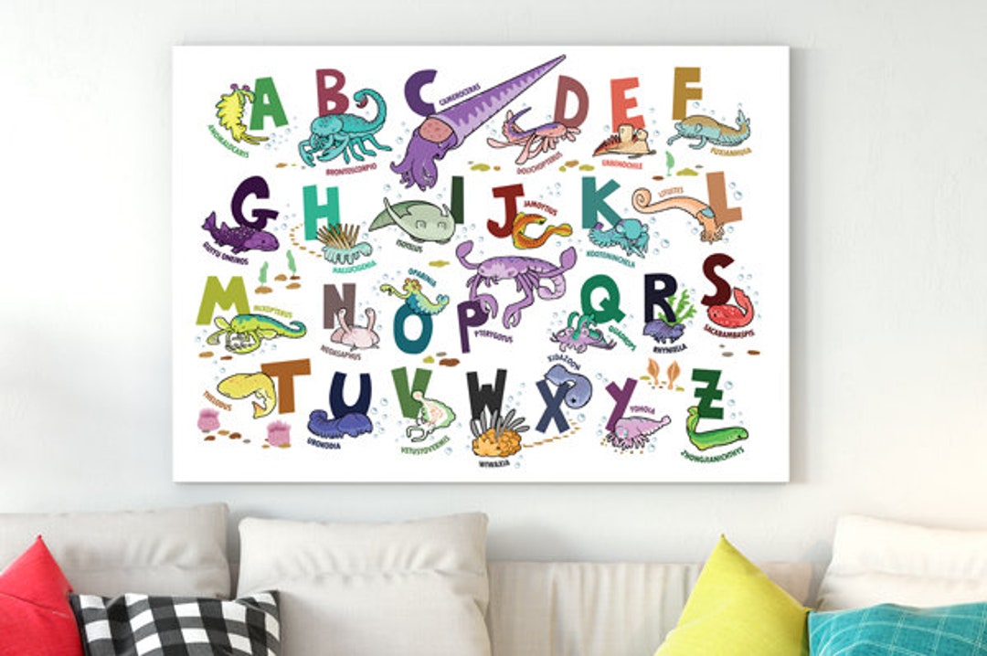 ABC, PREHISTORIC Alphabet. A3 Colourful Art Print. Nursery Wall Art ...