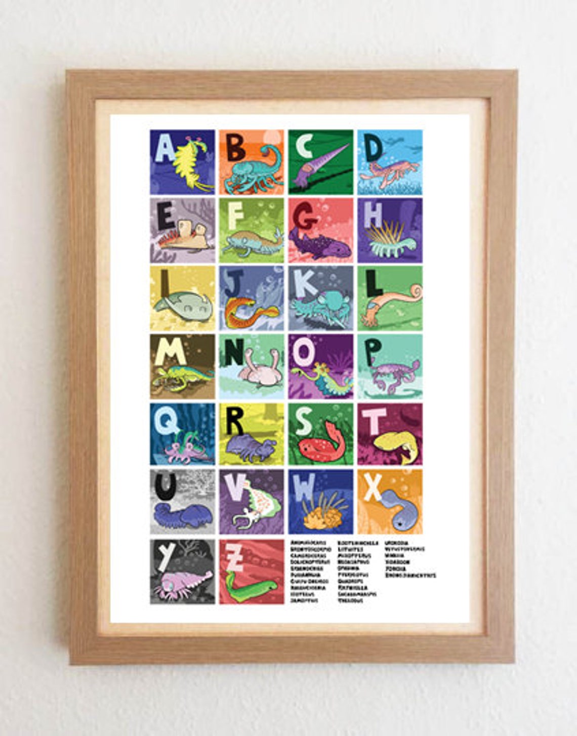 Prehistoric Alphabet Poster With Trilobite, Anomalocaris, Opabinia ...