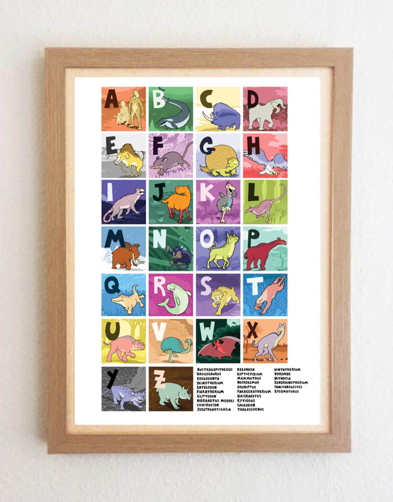 Prehistoric Alphabet Poster Ice Age With Mammoth, Sabre Tooth Tiger ...