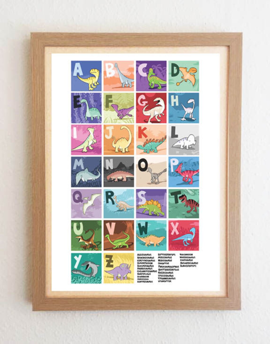 Dinosaur Alphabet Poster A-Z Dinosaur Dinosaur Present | Etsy