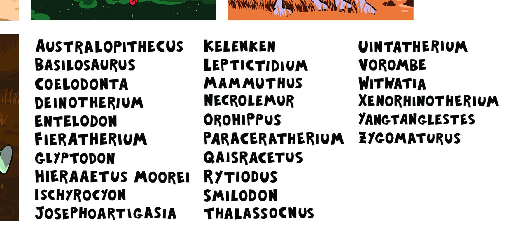 Prehistoric Alphabet Poster Ice Age With Mammoth, Sabre Tooth Tiger ...