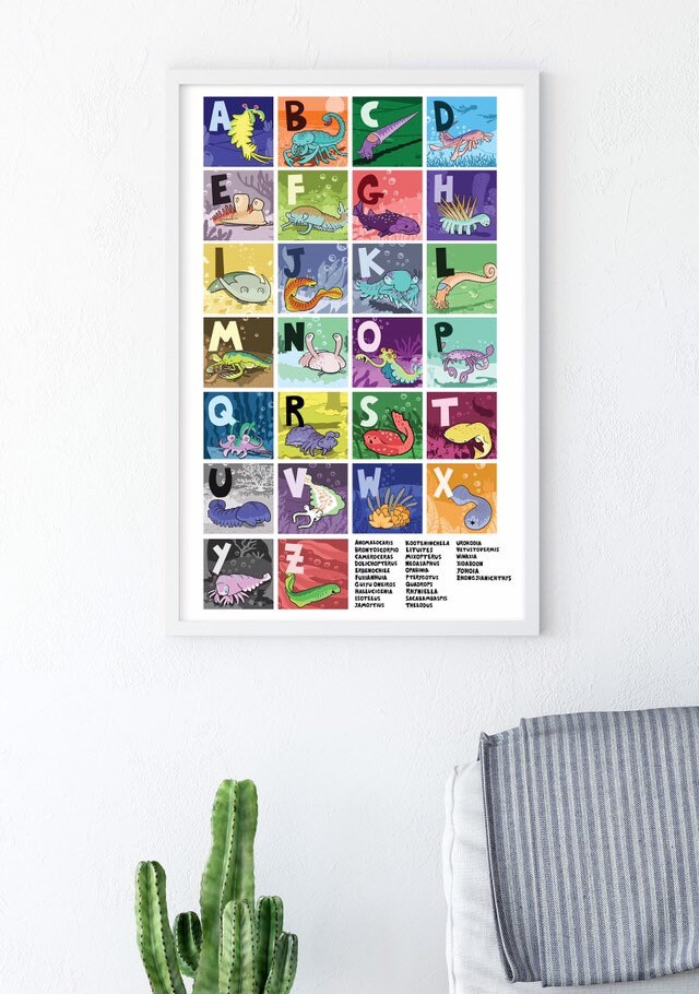 Prehistoric Alphabet Poster With Trilobite, Anomalocaris, Opabinia ...