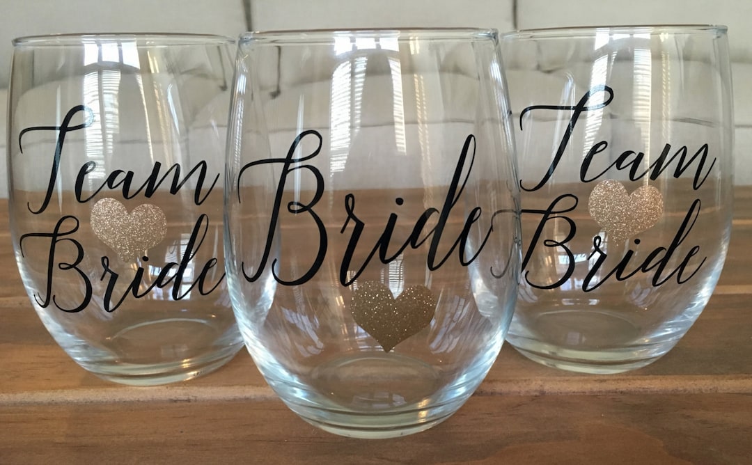 Team Bride, Bachelorette Party, Bridal Party Wine Glasses, Team Bride ...