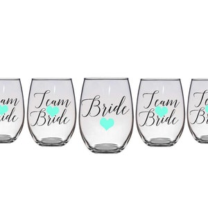 Team Bride Glasses Bridal Party Wine Glasses Stemless Wine - Etsy
