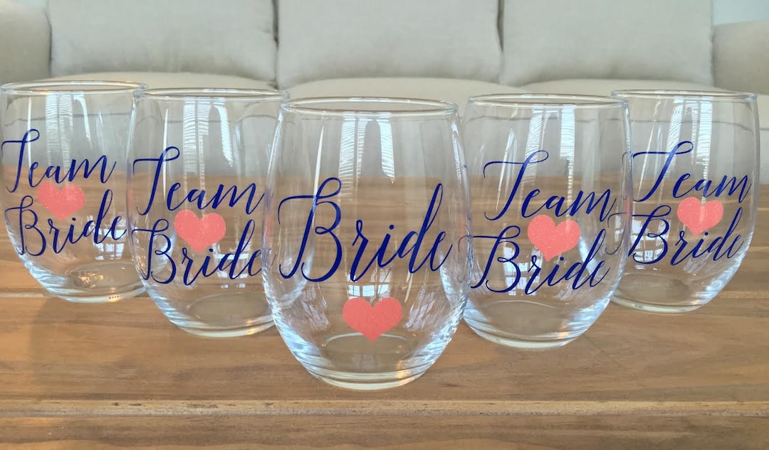 Team Bride, Wine Glasses, Bridesmaid Proposal, Stemless Wine Glasses ...