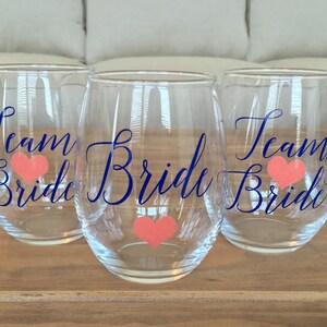 Team Bride, Wine Glasses, Bridesmaid Proposal, Stemless Wine Glasses ...