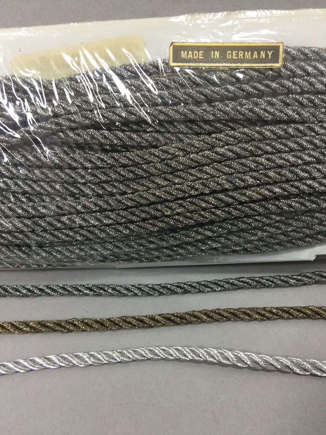 Vintage German Cord, Metallic Twisted Rope, Jewelry Embellishment (6mm ...