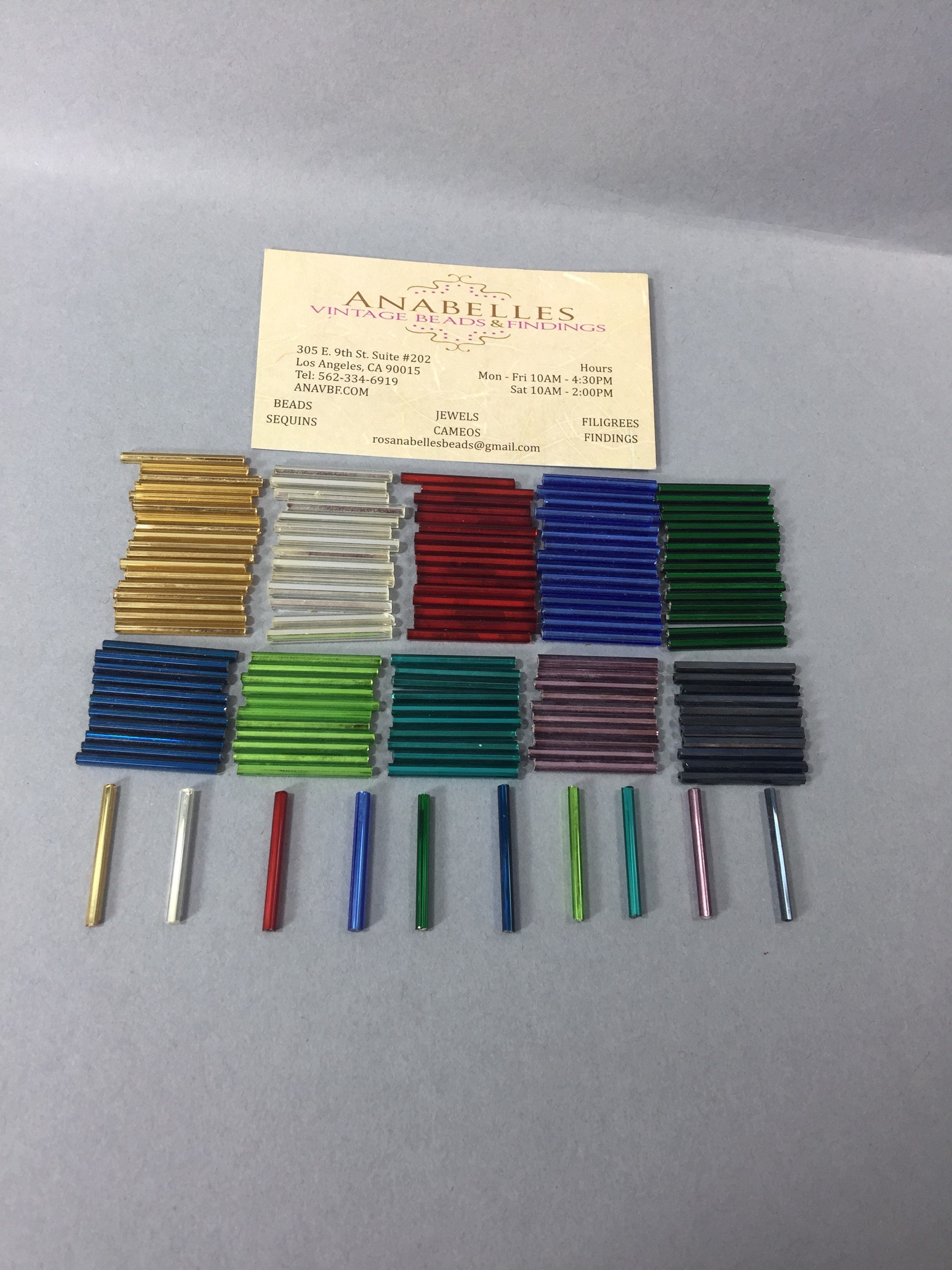 Glass Bugle Beads. NOS. 25x2.5mm Sold by Lots of 125 Pieces. (1 Ounce ...