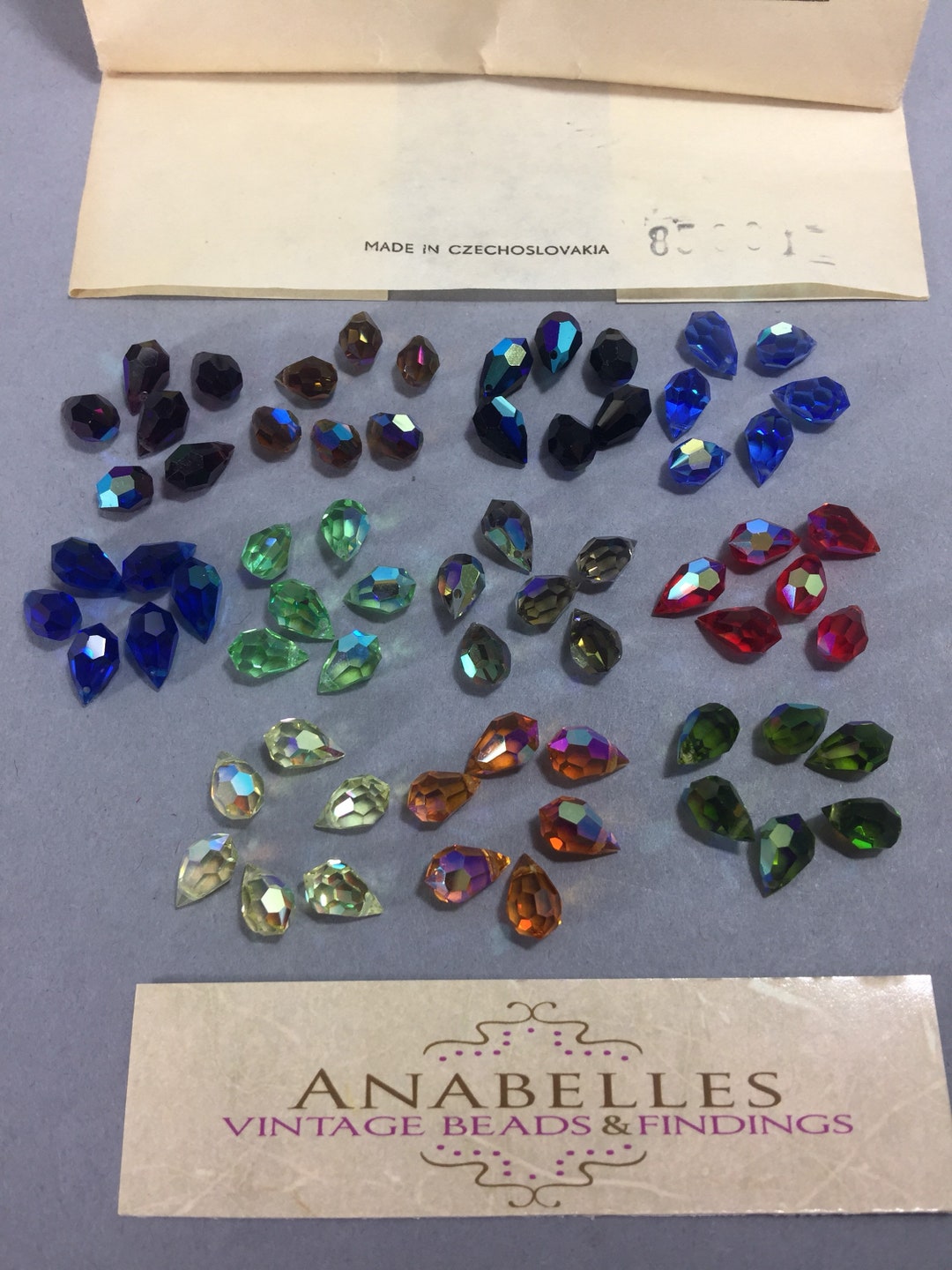 Vintage Drops. NOS. 10x6mm, Czech Tear Drops. Sold by Lots of 24 Pieces ...
