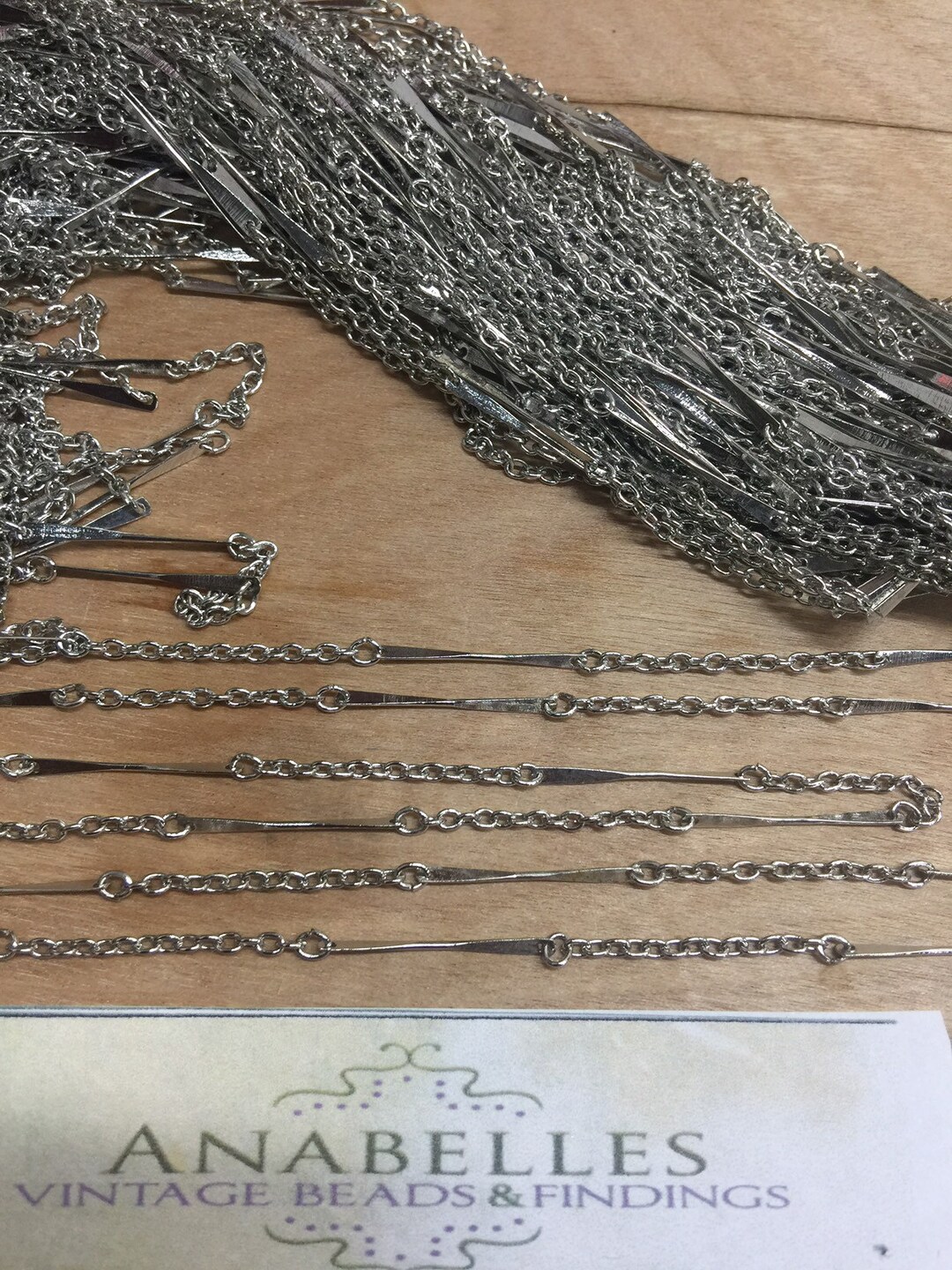 Metal Findings. NOS. 2mm. Lovely Vintage Bar Chain. Sold by Lots of 6 ...