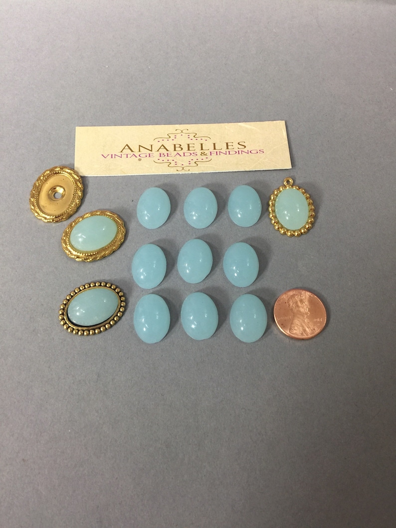 18x13mm Vintage Cabochons, Jewelry Making Supplies. Lot of 6 Pieces. - Etsy