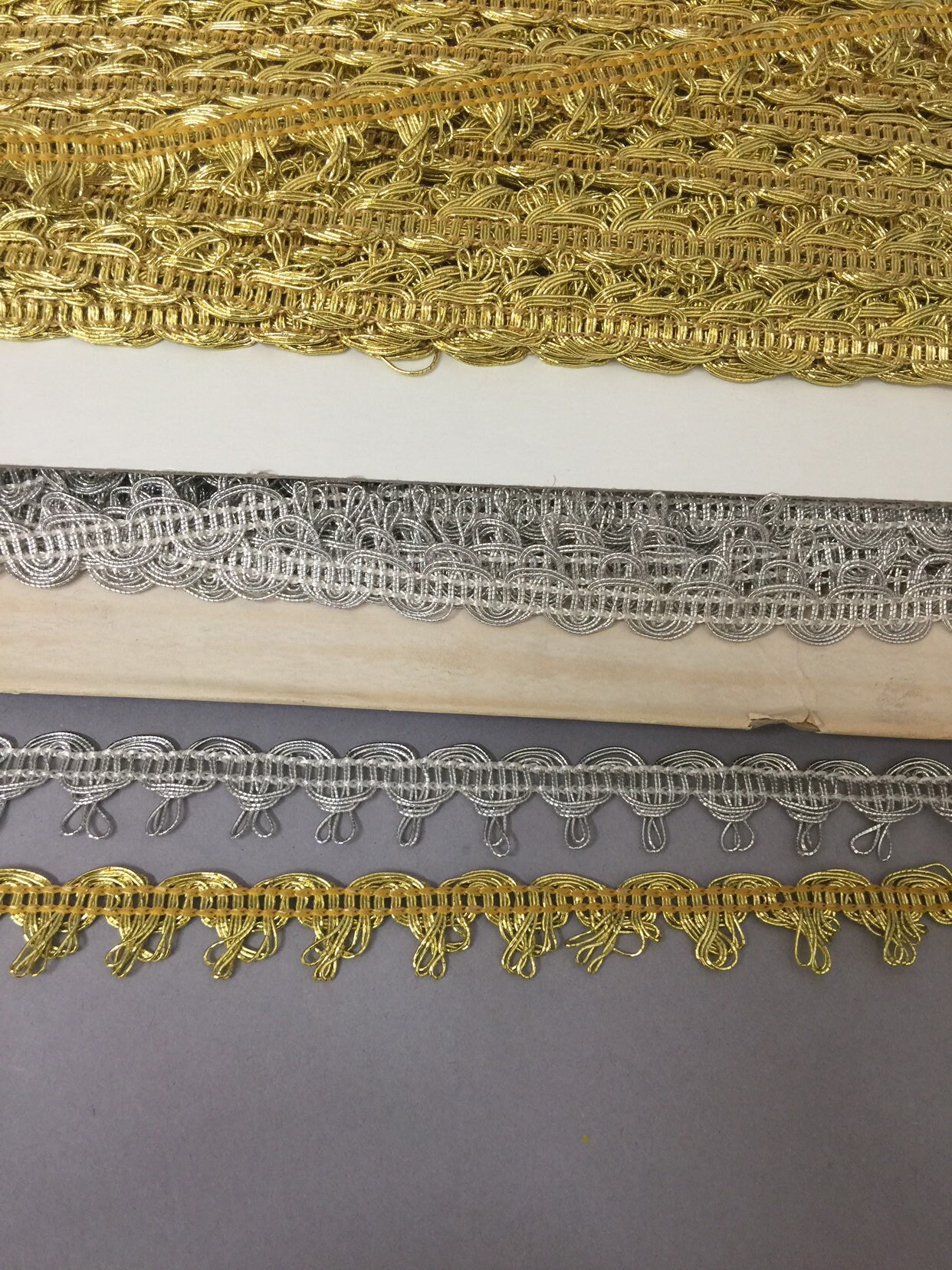 Trims. NOS. Metallic Braids. One of a Kind. Metallic Trim. Nos - Etsy