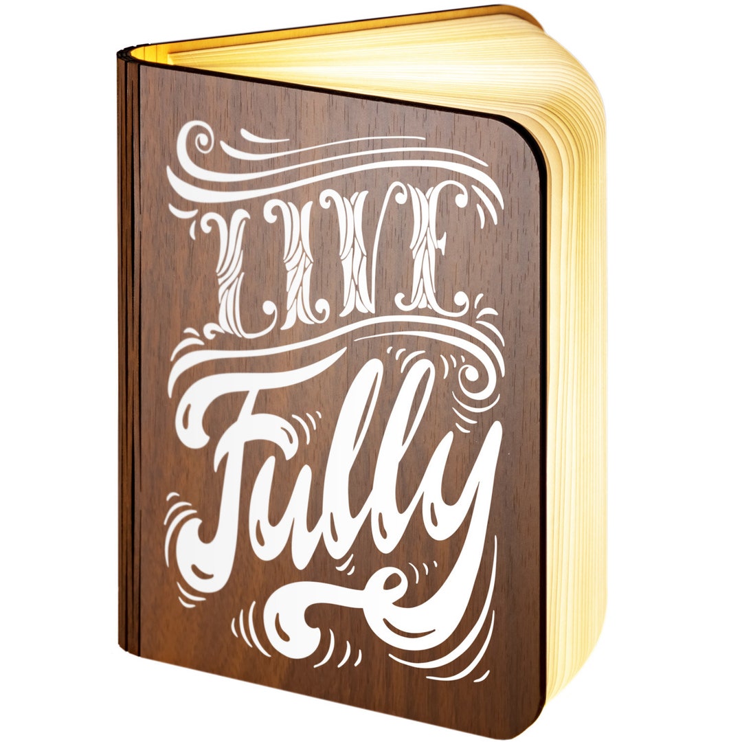 Personalised Wooden Folding Magnetic Glowing LED Book Lamp Featuring ...