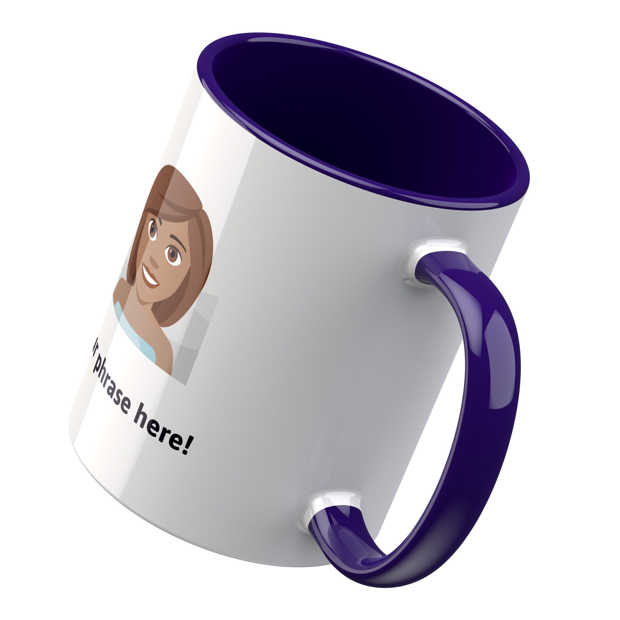 Personalised 11oz Emoji Mug featuring woman in steamy room medium dark ...
