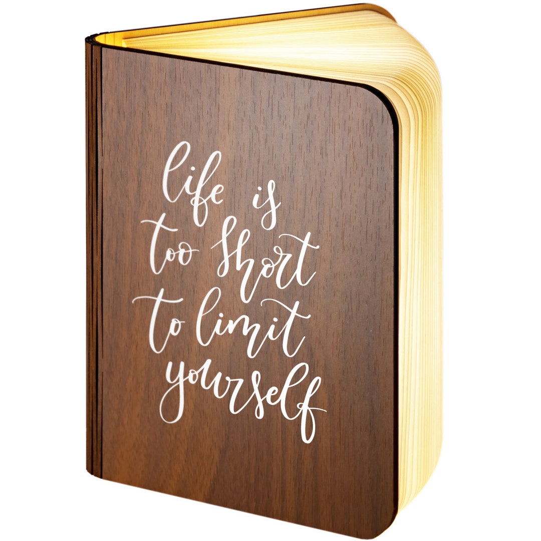 Personalized Wooden LED Book Lamp: Magnetic Folding Light - Etsy