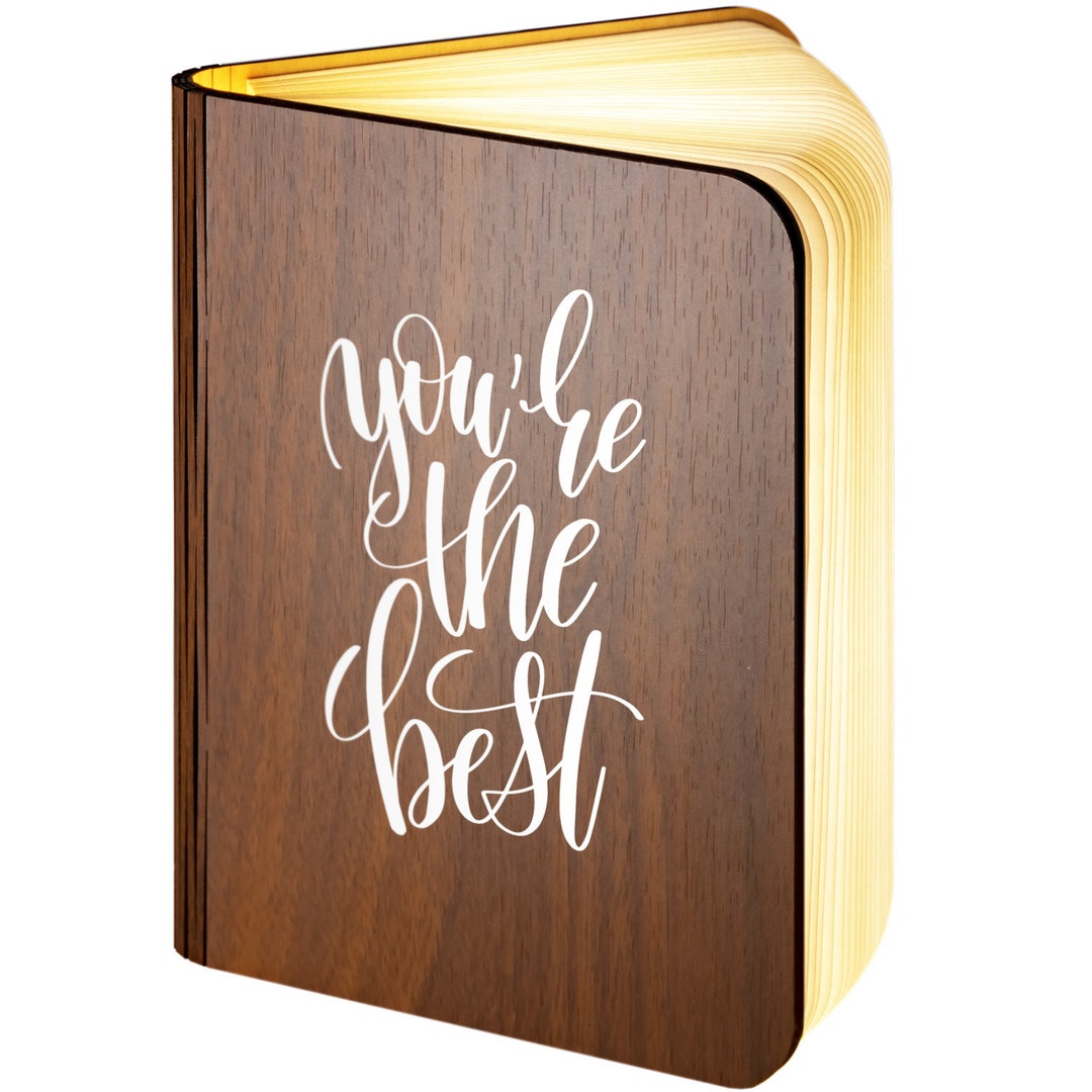 Personalized Wooden LED Book Lamp: Magnetic Folding Light - Etsy