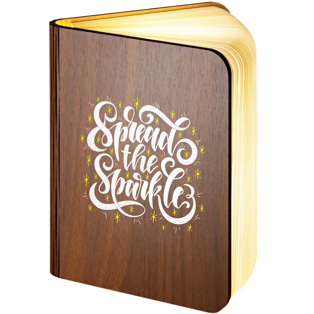 Personalised Wooden Folding Magnetic Glowing LED Book Lamp Featuring ...
