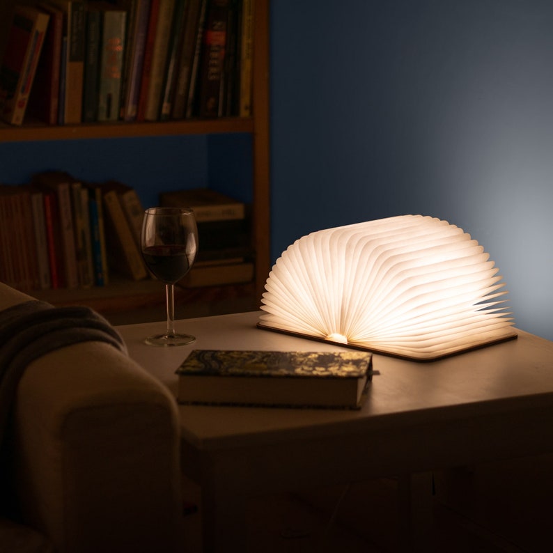Personalised Wooden Folding Magnetic Glowing LED Book Lamp Featuring ...