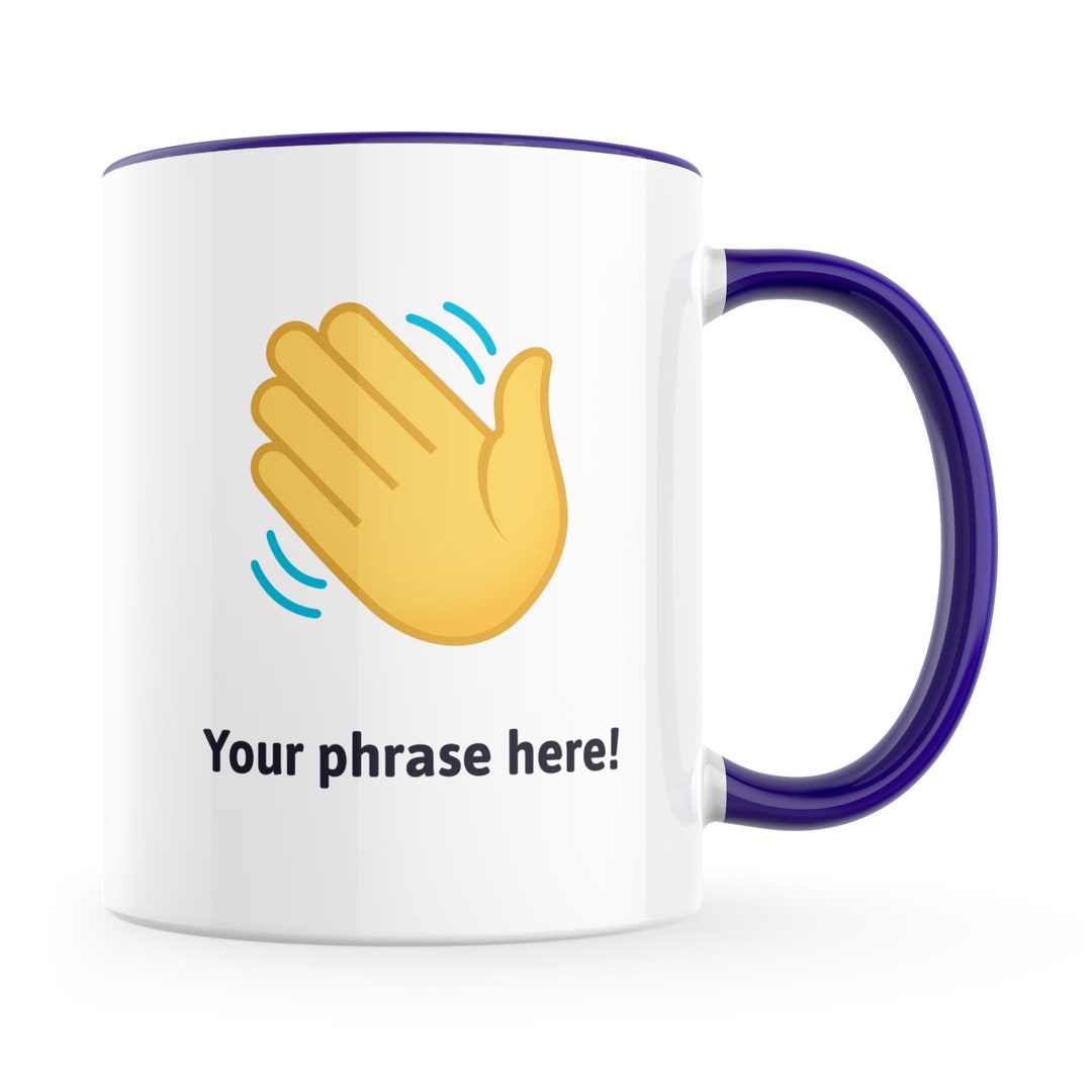 Personalised Emoji Mug Featuring Waving Hand Emoji - Etsy