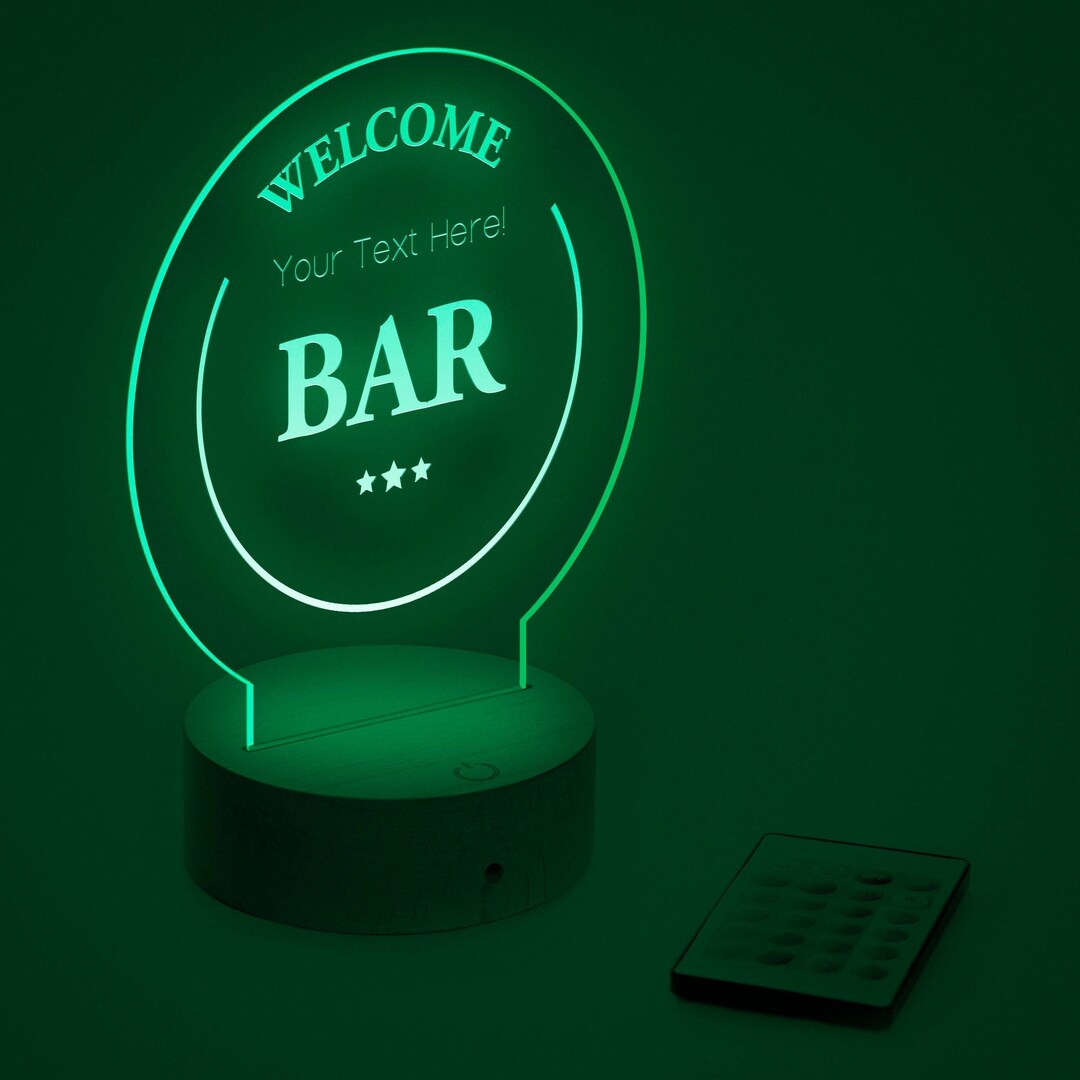 Personalised LED Colour Changing Bar Light Featuring Home Bar Design - Etsy