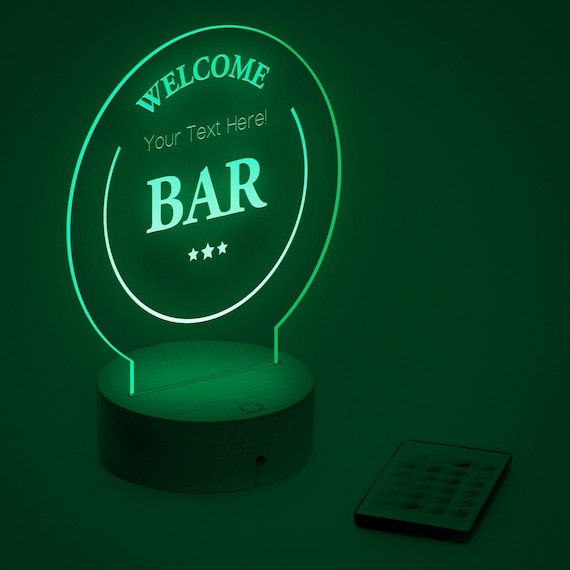 Personalised LED Colour Changing Bar Light Featuring Home Bar | Etsy
