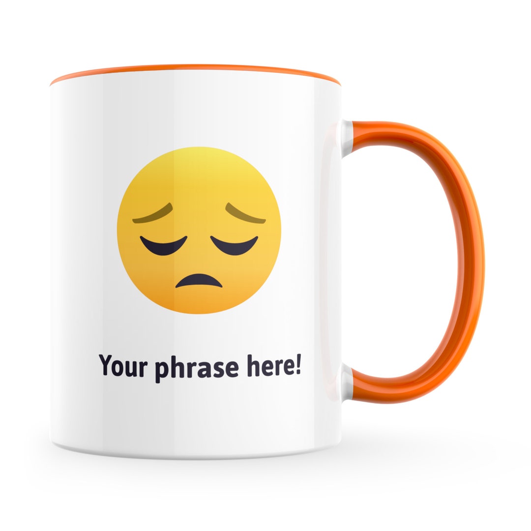 Personalised Emoji Mug Featuring Pensive Face Emoji - Etsy