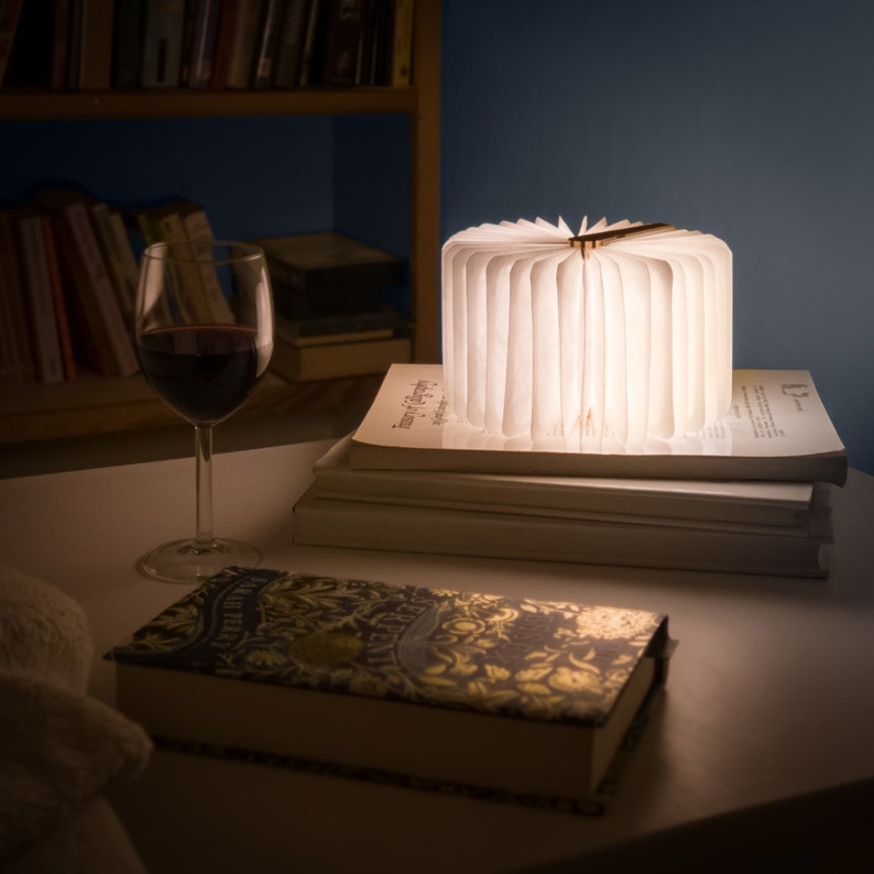 Personalised Wooden Folding Magnetic Glowing LED Book Lamp Featuring ...