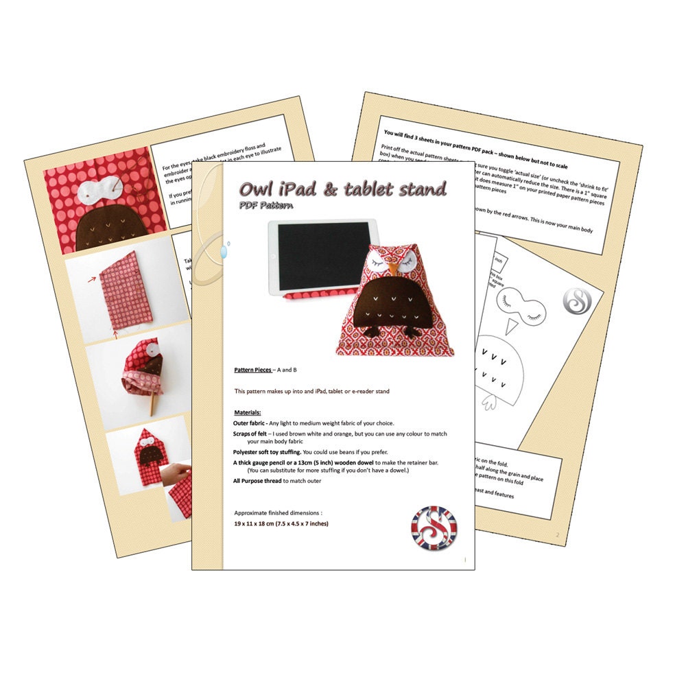 Tablet Stand Sewing Pattern. Owl Design Ipad Stand. Instant - Etsy