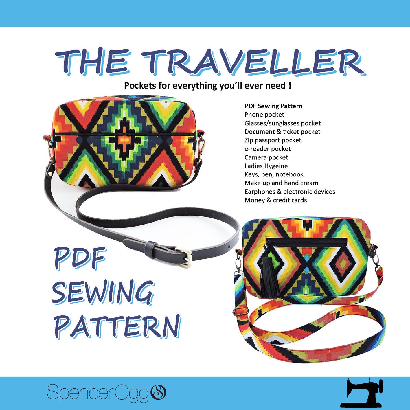 Messenger Bag Sewing Pattern. the Traveller. Cross-body Multi-pocket ...