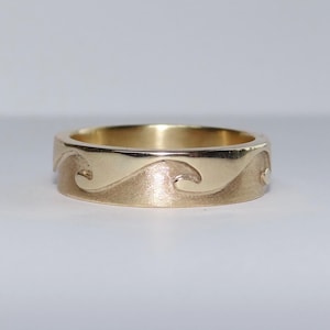 Mens Gold Wave Wedding Ring. Waves and Mountains Ring. Unisex Wave Ring - Etsy