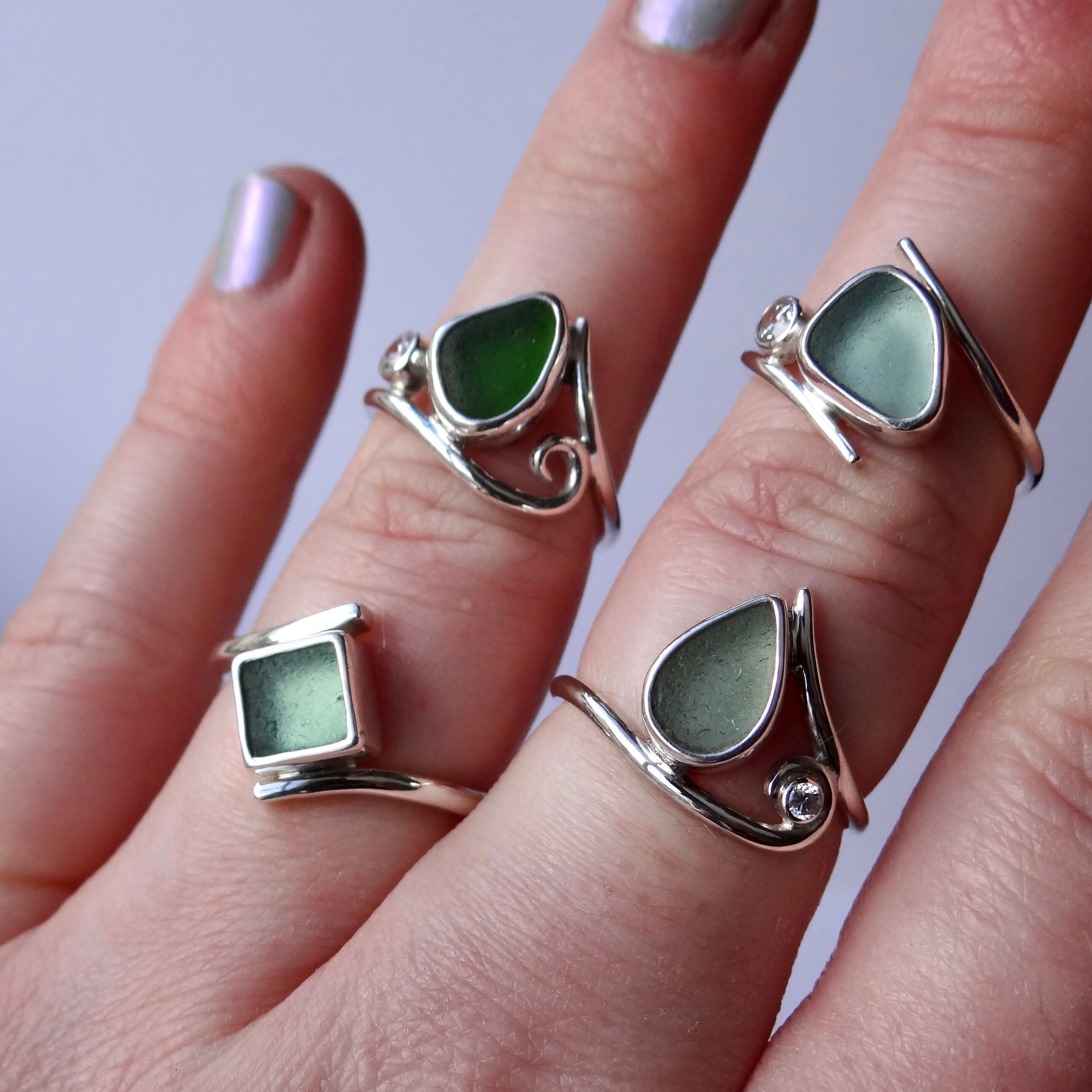 Sea Glass Engagement Ring. Wave Inspired Ring. Hand Shaped | Etsy