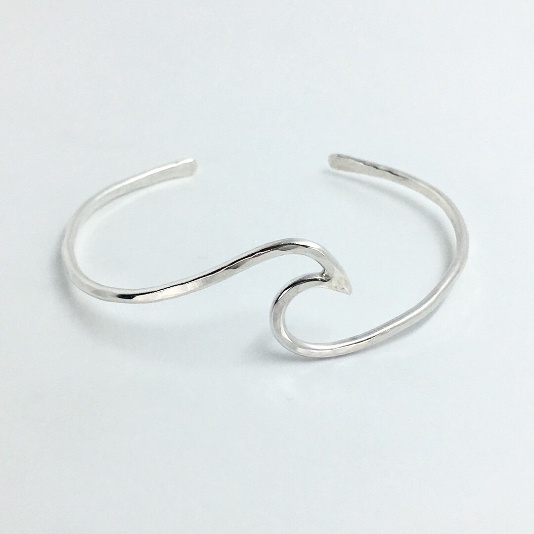 Wave Bangle. Sterling Silver Cuff. Wave Jewellery. Surf Style. - Etsy