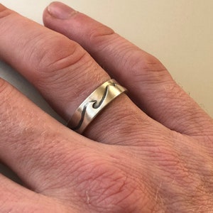 Mens Gold Wave Wedding Ring. Waves and Mountains Ring. Unisex Wave Ring ...