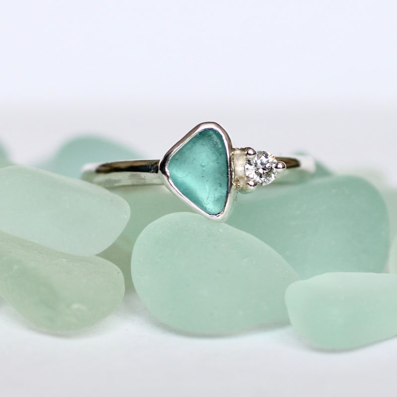Sea Glass Wedding Rings - Etsy UK