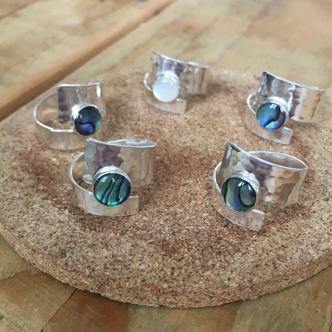 Paua shell. ring. Sterling silver. Adjustable ring. Abalone | Etsy