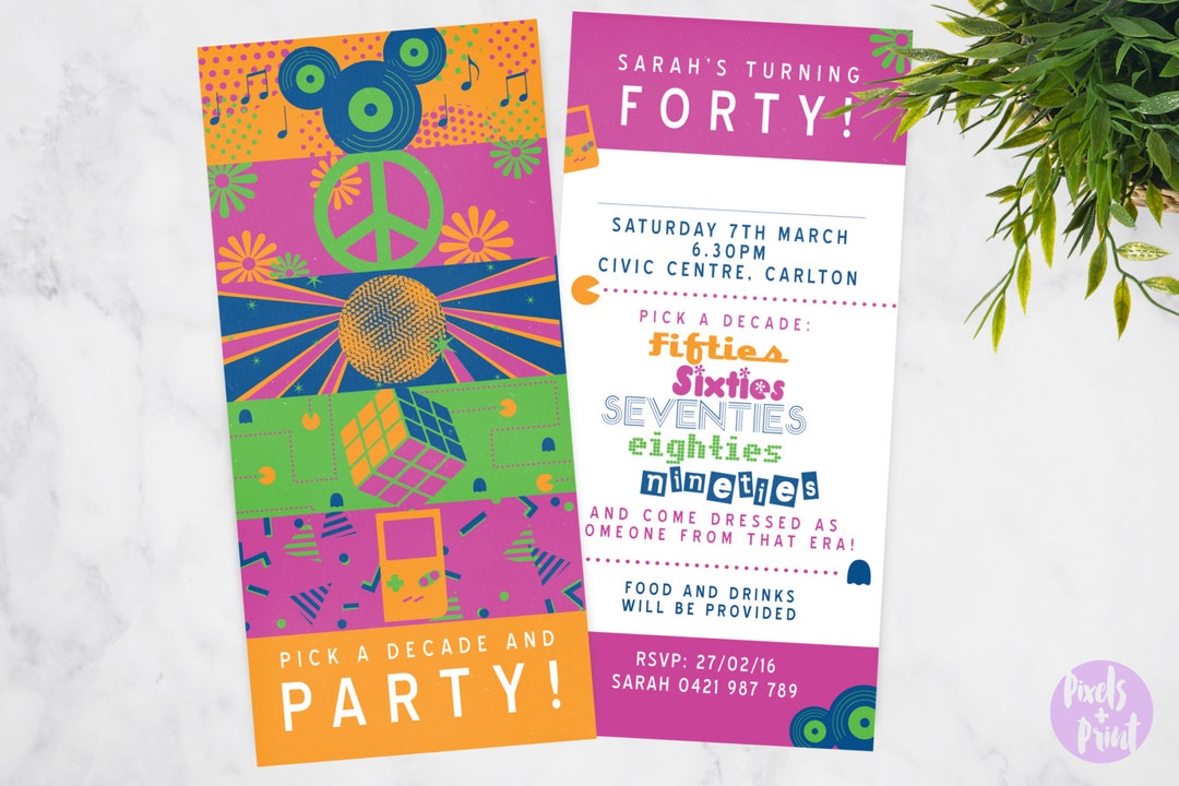 Printable Decades Dressup Birthday Invitation - Etsy