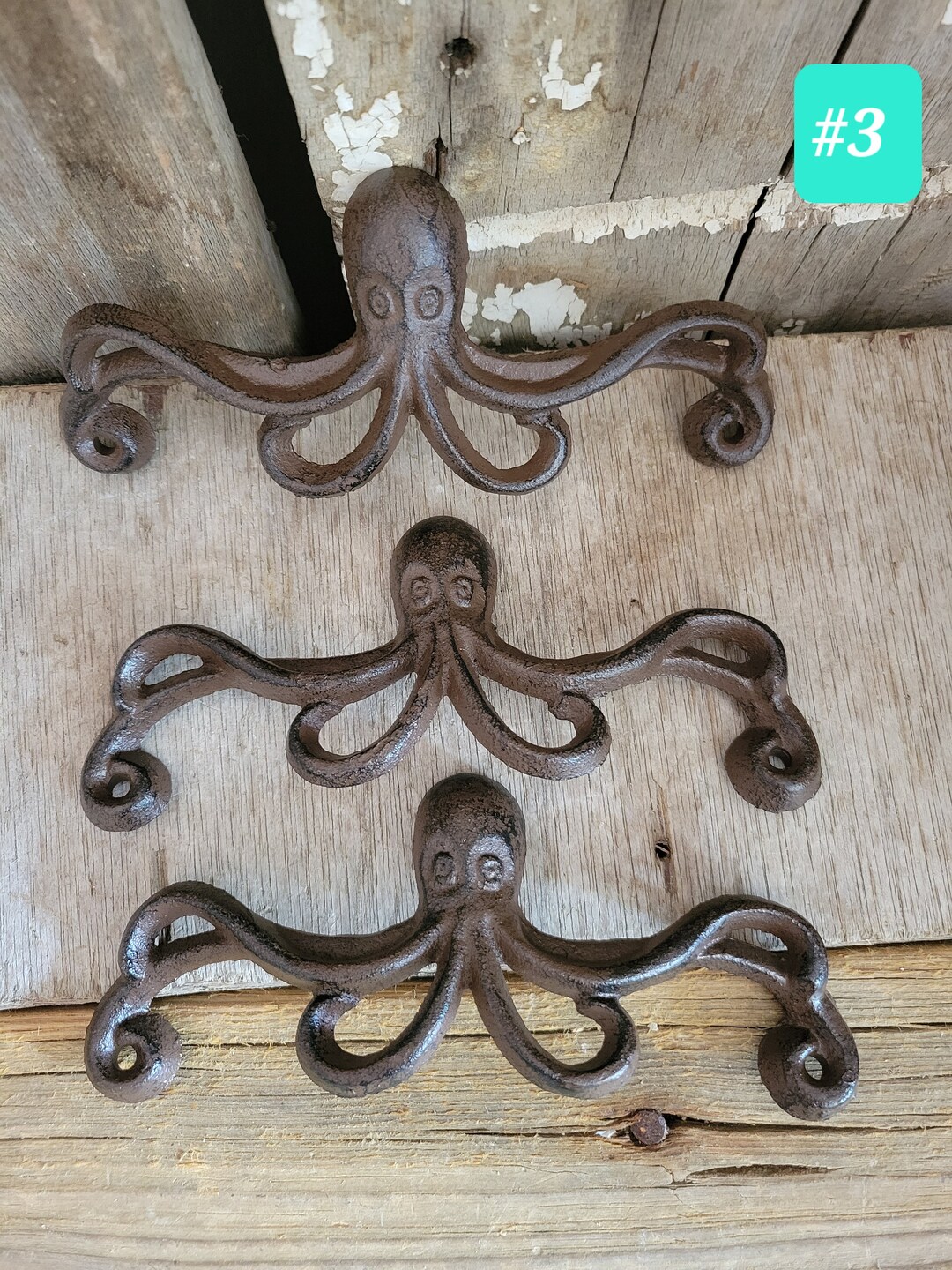 Set of 3 Cast Iron Octopus Drawer Handles Pulls Knobs - Etsy