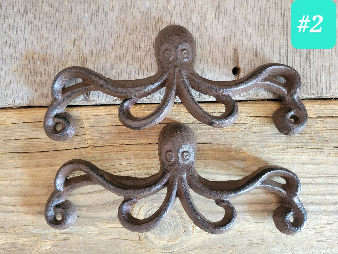 Set of 2 Cast Iron Octopus Drawer Handles Pulls Knobs - Etsy