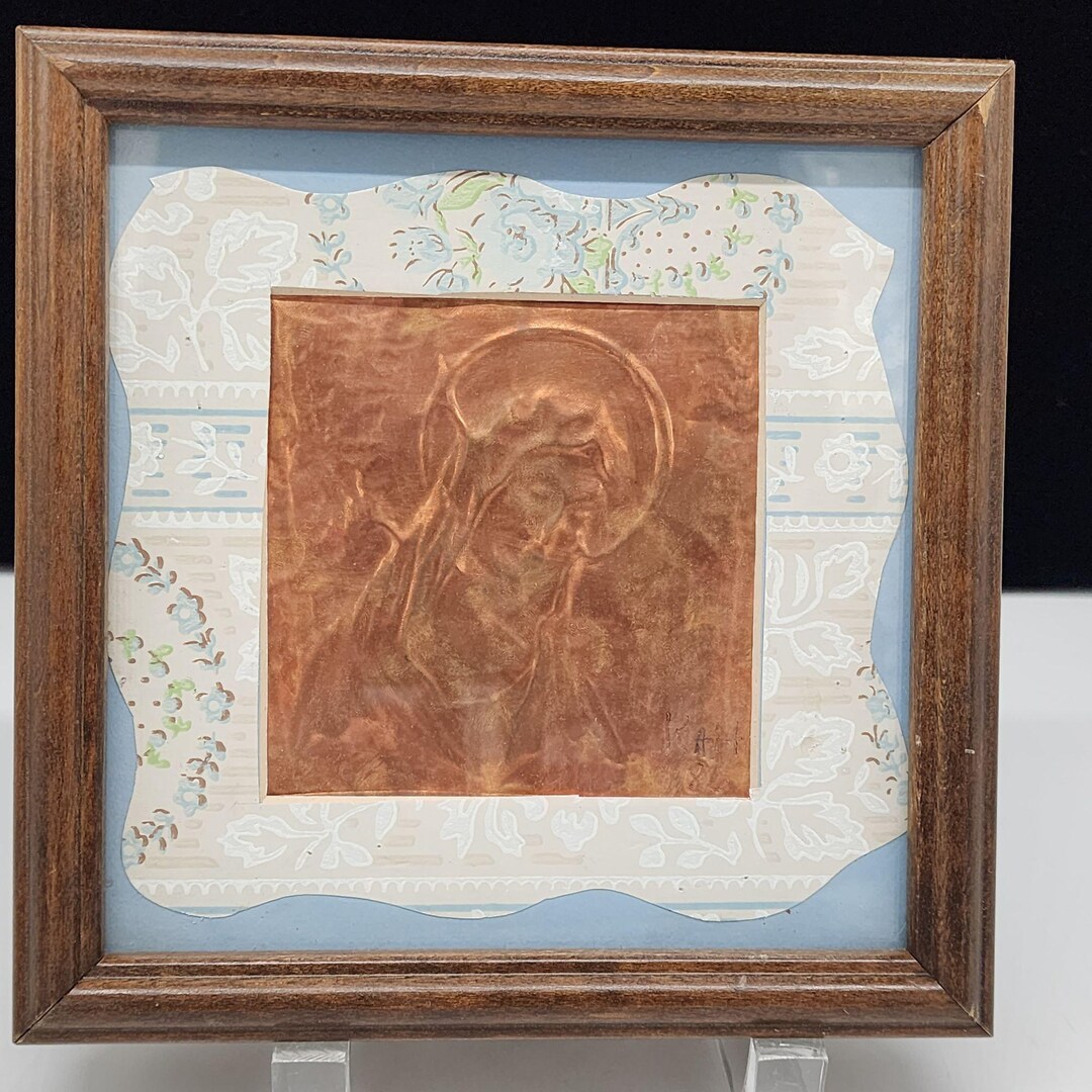 Framed Hand Hammered Copper Virgin Mary Embossed Art 6.75" - Etsy
