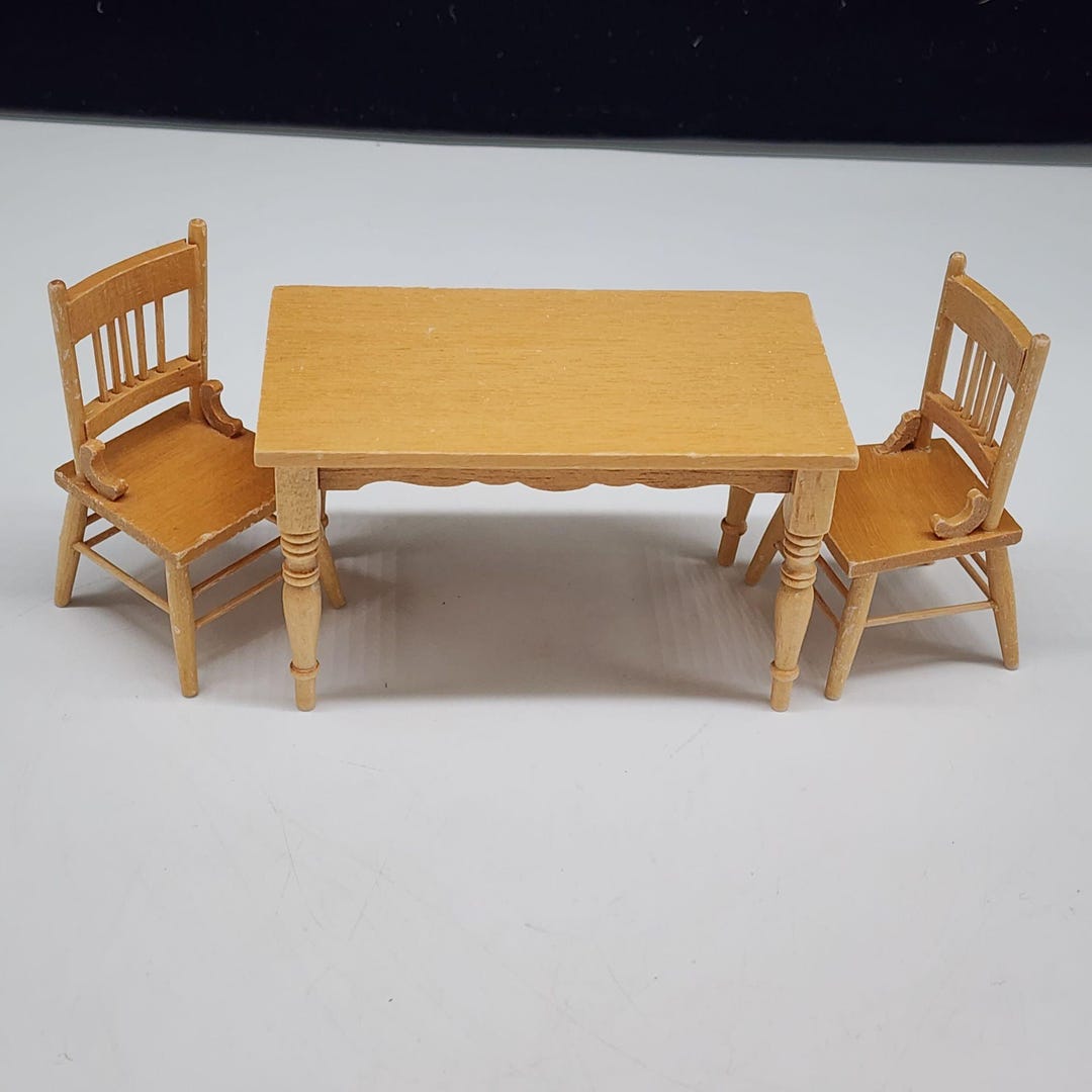 Miniature Wooden Dining Table & Chairs Set for Dollhouses - Etsy