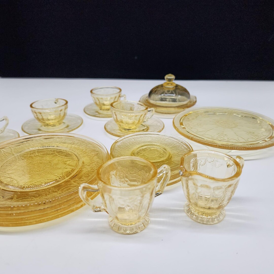Vintage Mini Glass Tea Set by Mosser Jennifer Set #1-4 Gold Krystal ...