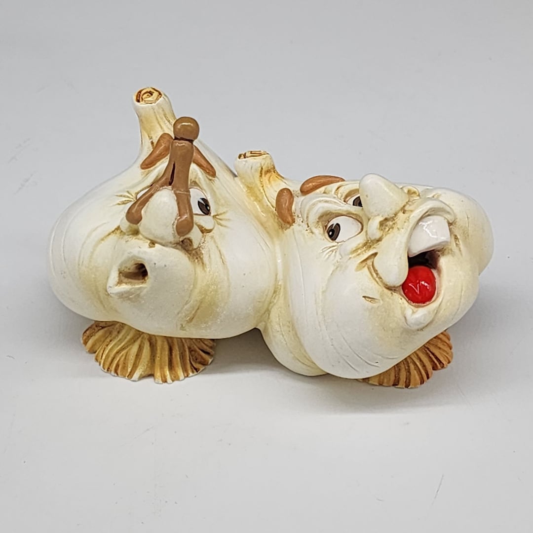 Anthropomorphic Garlic Figure Figurines Goofy Expression Joined Buddies ...