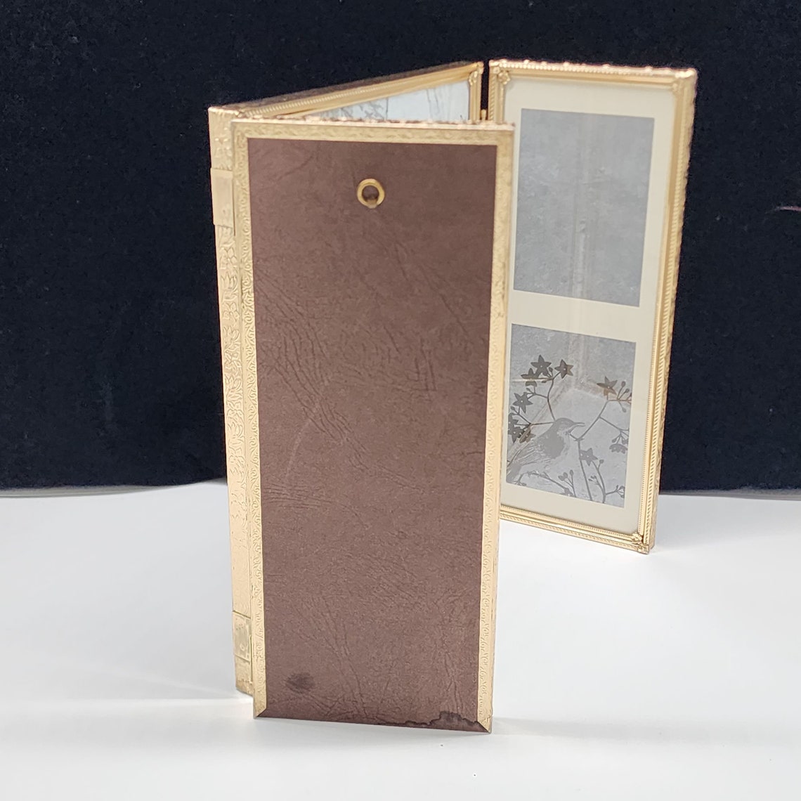 Tri-fold Picture Frame 4 Hinges Gold Tone Embossed Flowers VTG 8.25x10 ...