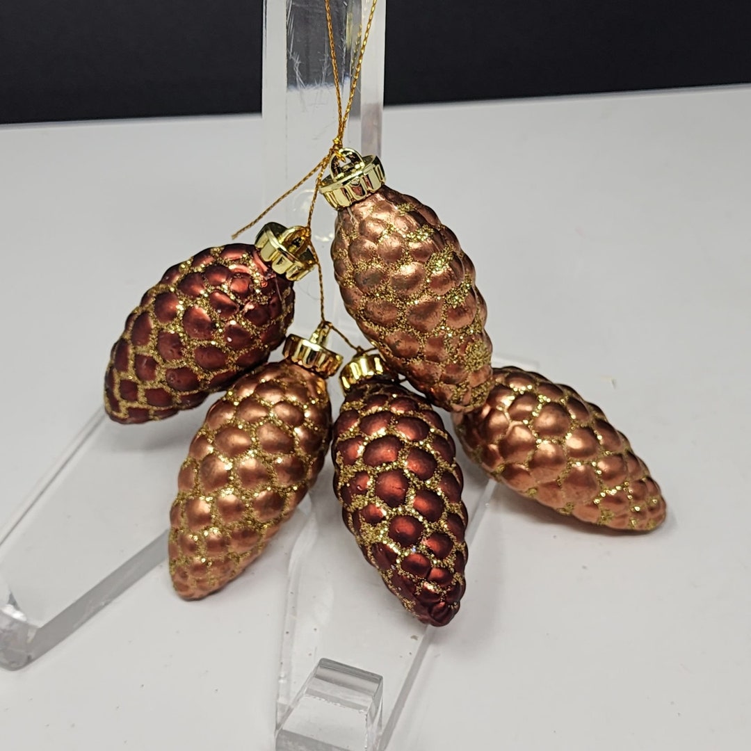 Mini Plastic Pinecone Ornaments With Glitter and Gold Top - Etsy
