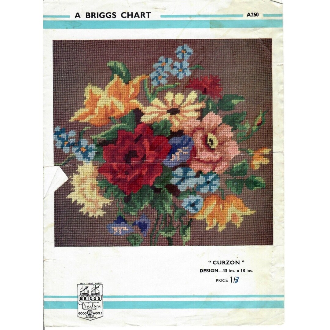 Tapestry Pattern Roses Flowers by A Briggs Chart Curzon Design 13 UK - Etsy