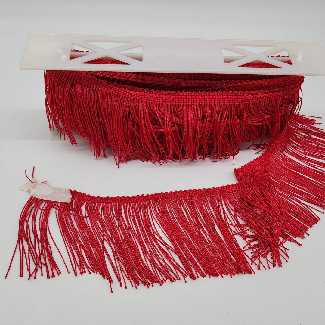 Red Fringe Trim 4-inch Width Decorative Sewing Craft Supply for Apparel ...